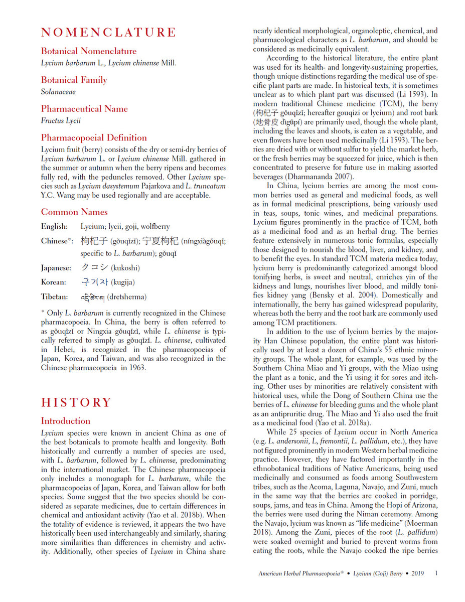 Lycium (Goji) Berry – American Herbal Pharmacopoeia®